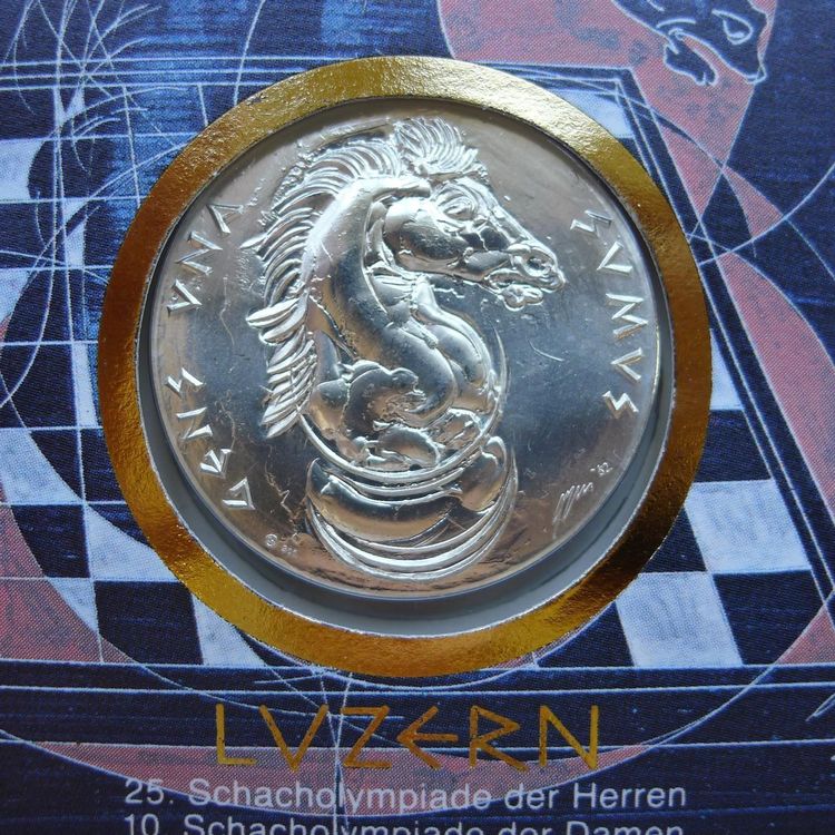 1982: Silber-MÜNZBRIEF von HANS ERNI mit Pferd. (Gebraucht) in Sursee für CHF 44.5 – mit ...