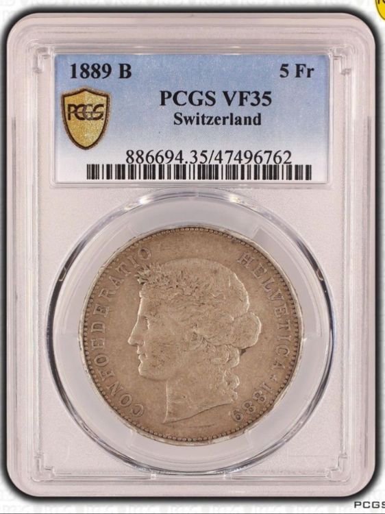 Schweiz 5 Franken 1889, PCGS VF35 | Kaufen auf Ricardo