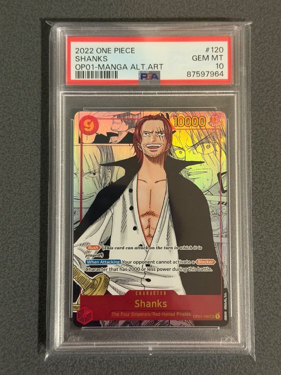 One Piece TCG Shanks Manga Alternate Art OP01-120 PSA 10 ENG (Gebraucht ...