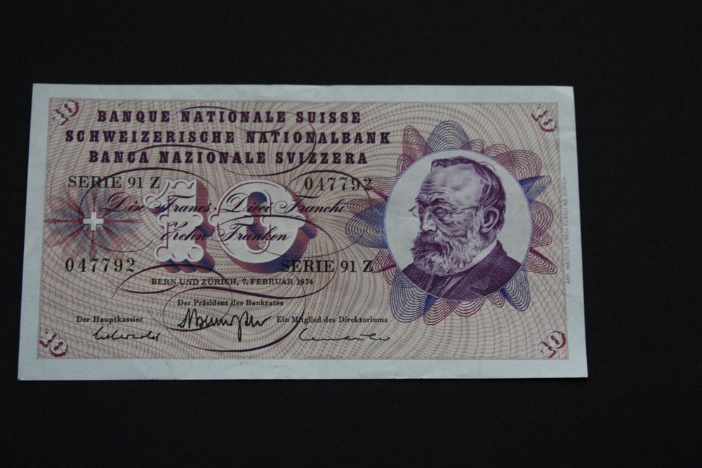 10er Note Schweiz - bankfrisch 1974 (Neuf (Voir description)) à ...