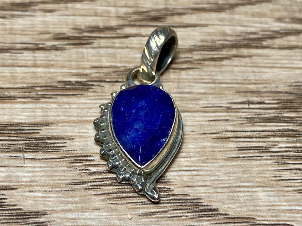 feiner 925 Silberanhänger - natürlicher Blauer Saphir (Neu und ...