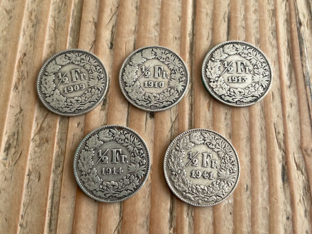 Silbermünzen 1/2Franken/ 1909/10/13/14/41 | Kaufen auf Ricardo