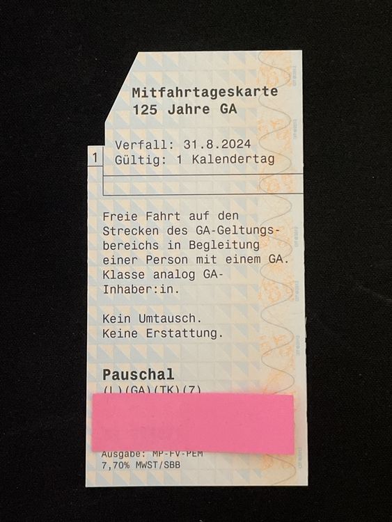 Mitfahrtageskarte GA SBB gültig bis 31.08.2024 | Kaufen auf Ricardo