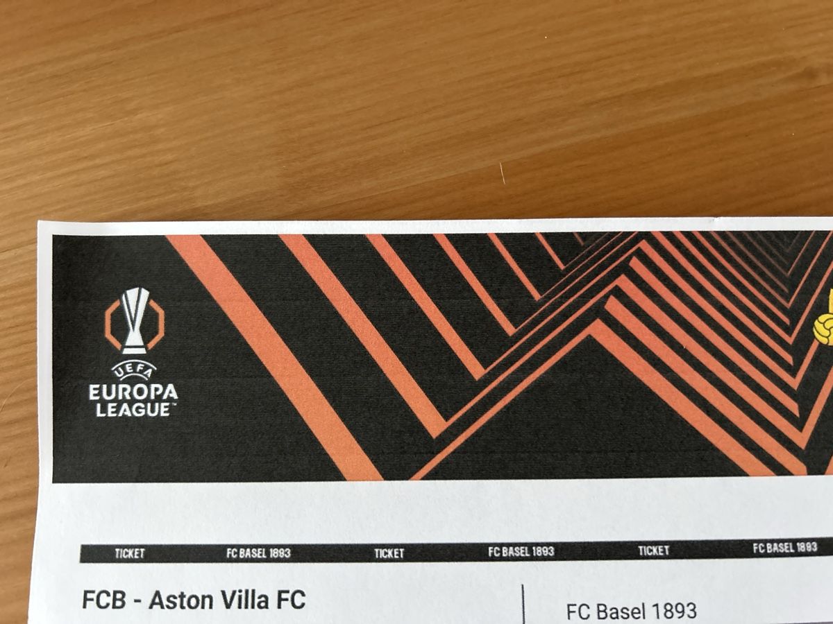 2 Tickets FC Basel- Aston Villa FC Sektor A (Neu und originalverpackt ...