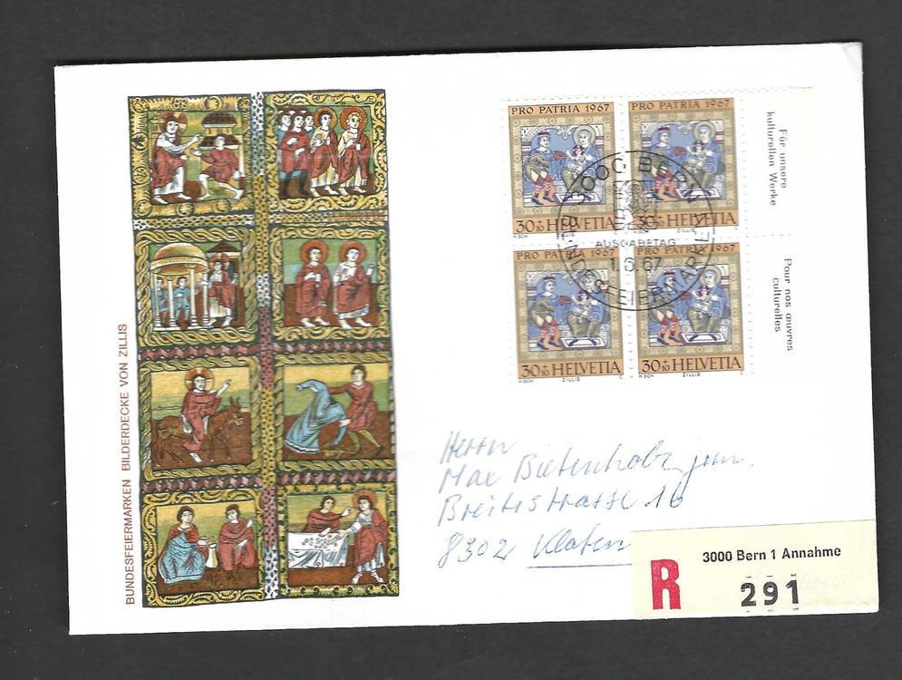 FDC Einschreiben Pro Patria Viererblock 1967 | Kaufen auf Ricardo