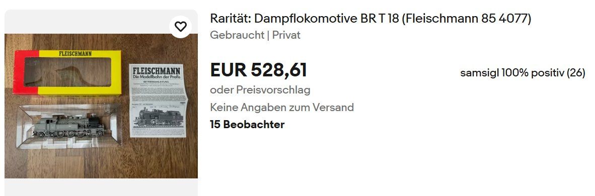 Fleischmann Dampflok T18 - 85 4077 H0 Digi. - Rarität (Gebraucht) in ...