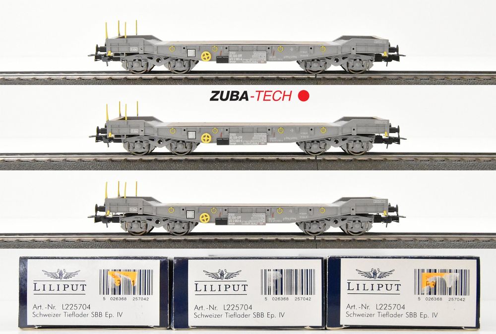 Liliput 3x L225704 Tiefladewagen der SBB H0 GS mit OVP (Gebraucht) in St. Gallen für CHF 102 ...