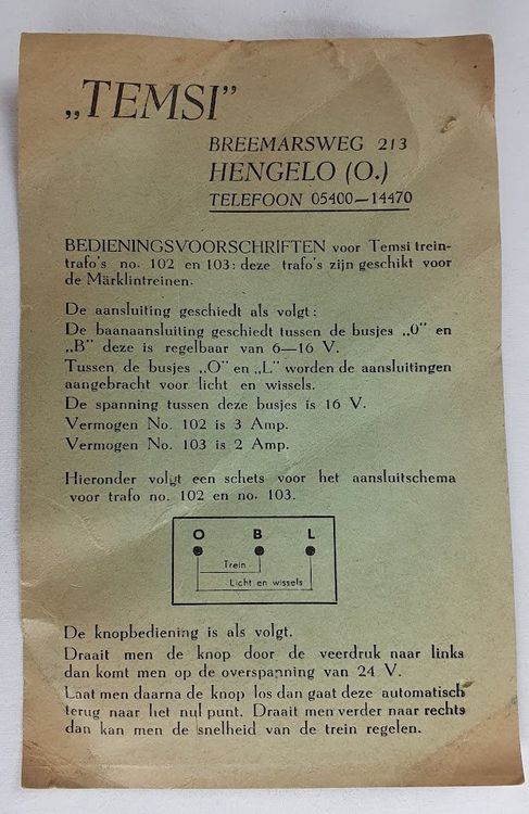 Temsi 102 Transformator 3A 220 Wechselstrom für Märklin OVP (Gebraucht ...