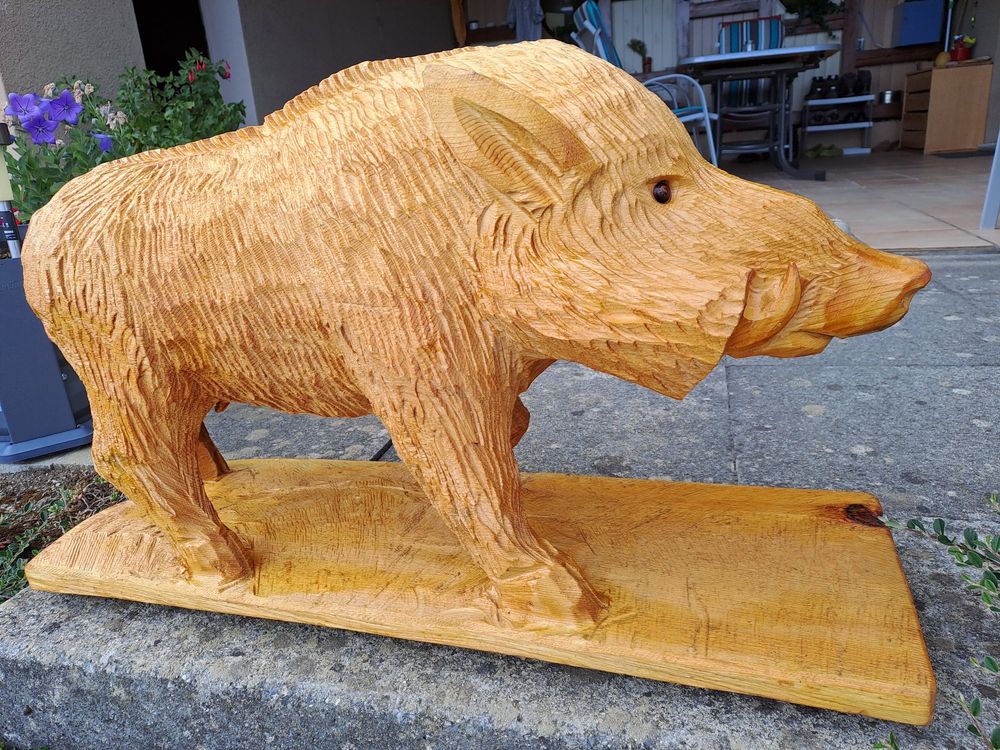 Holz Wildschwein Skulputer / Jäger Geschenk | Kaufen auf Ricardo