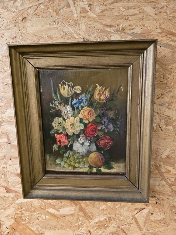 Antikes Ölgemälde Blumen Bouquet gerahmt | Kaufen auf Ricardo