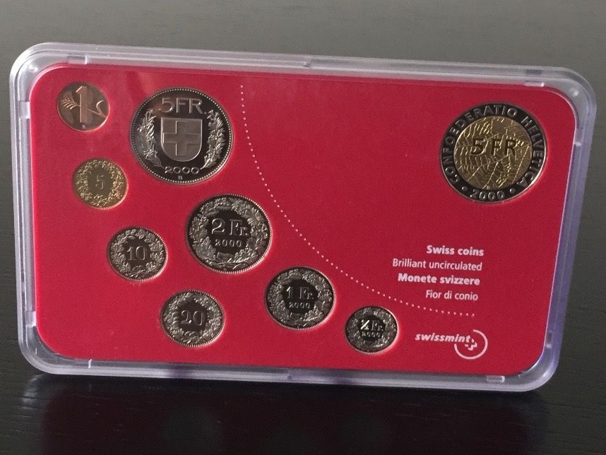 Schweizer Münzsatz 2000, 150 Jahre Schweizer Franken STGL (Neu und originalverpackt) in ...