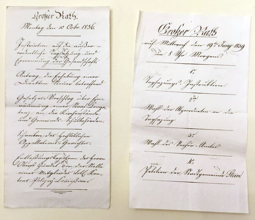 Großer Rath Kanton Schaffhausen, Traktandenlisten 1835 (Gebraucht) in ...