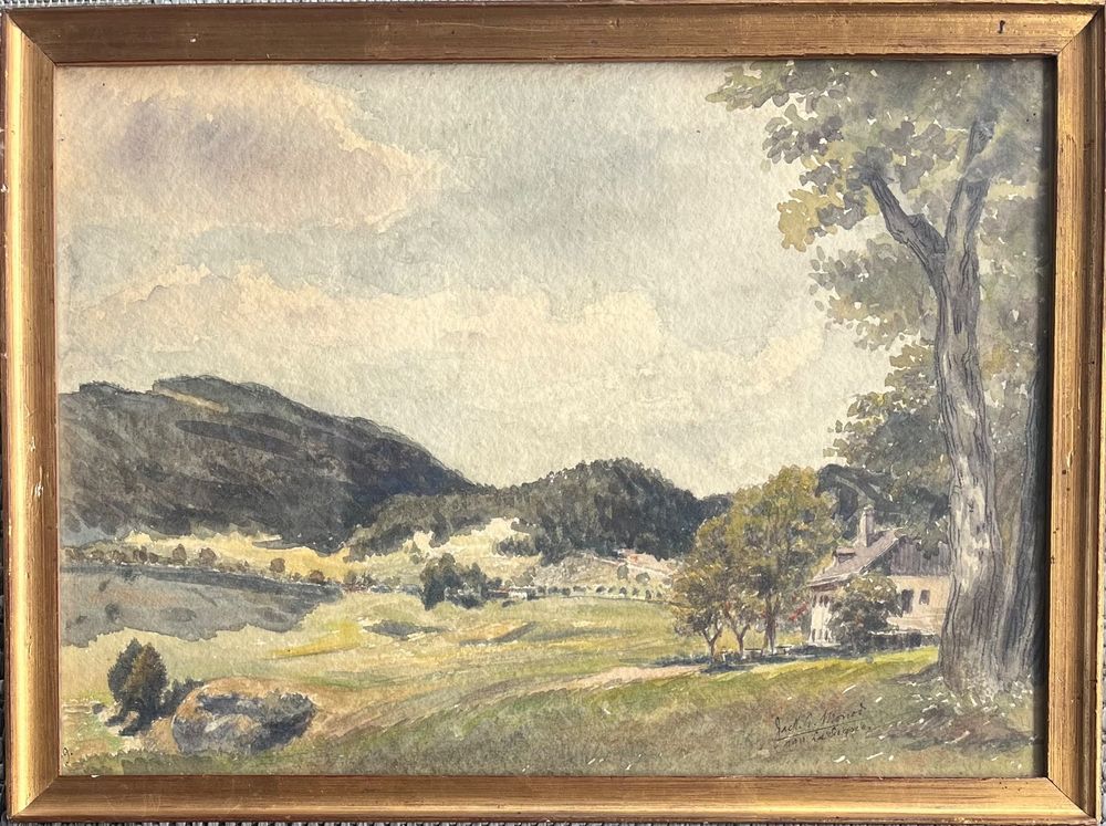 Antike Landschaft Aquarell mit Top Szene , Unl. Sig. | Kaufen auf Ricardo