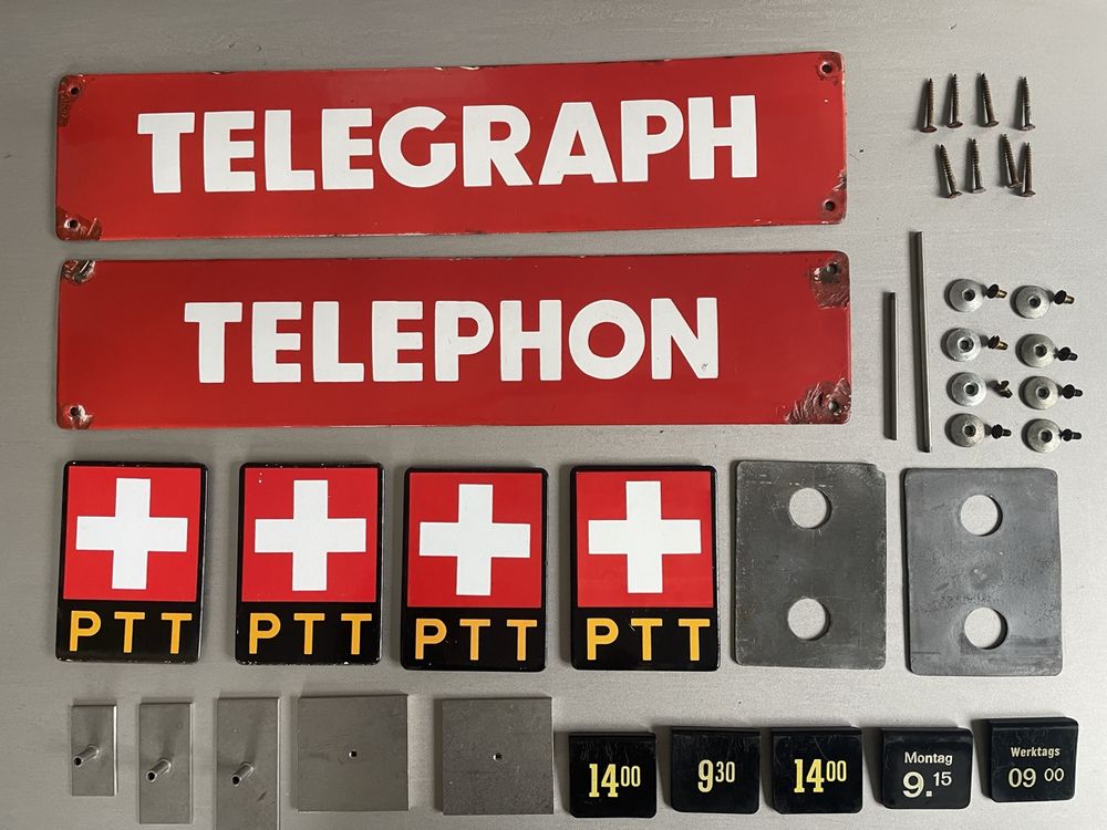 Vintage Email PTT Schilder Telefon & Telegraph Retro Set (Gebraucht) in ...