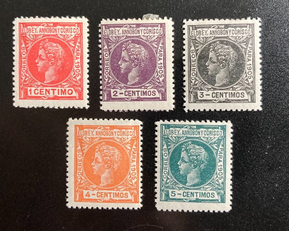 Spanische Kolonien, Elobey, Annobon & Corisco, 5 Werte (*) (Gebraucht ...