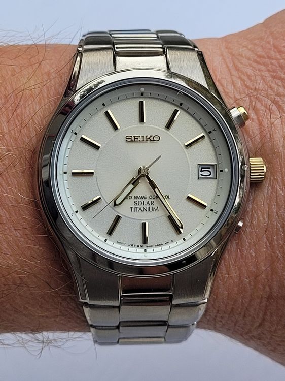 SEIKO QUARTZ 7B42-0AN0 TITANIUM SOLAR RADIO WAVE CONTROL JDM (D ...