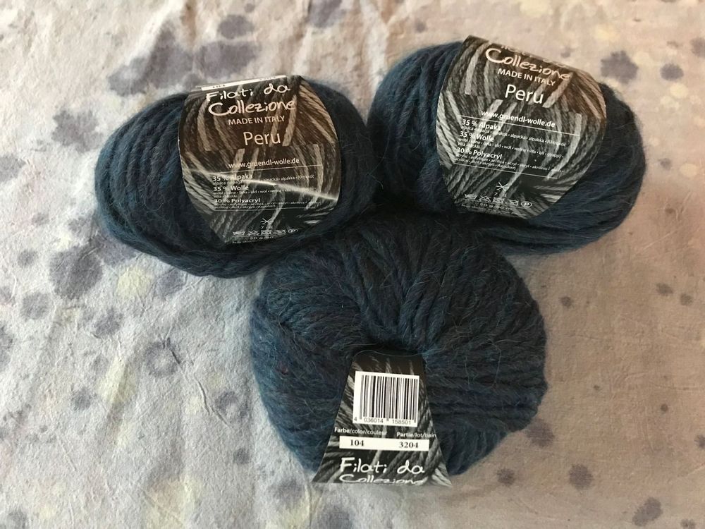 3 Knäuel Wolle Filati da Collezione Peru in dunkelblau (GL) (Neu ...