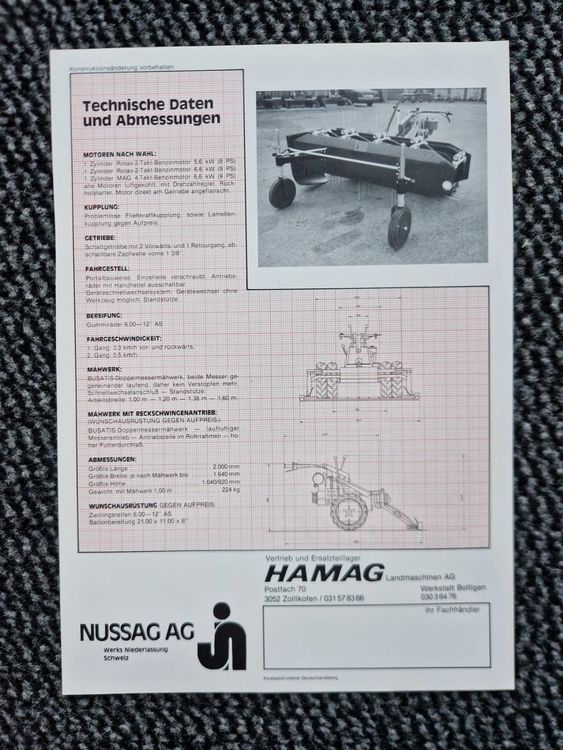 Original Prospekt Rasant Motormäher Junior "S" (Gebraucht) in Dürnten ...