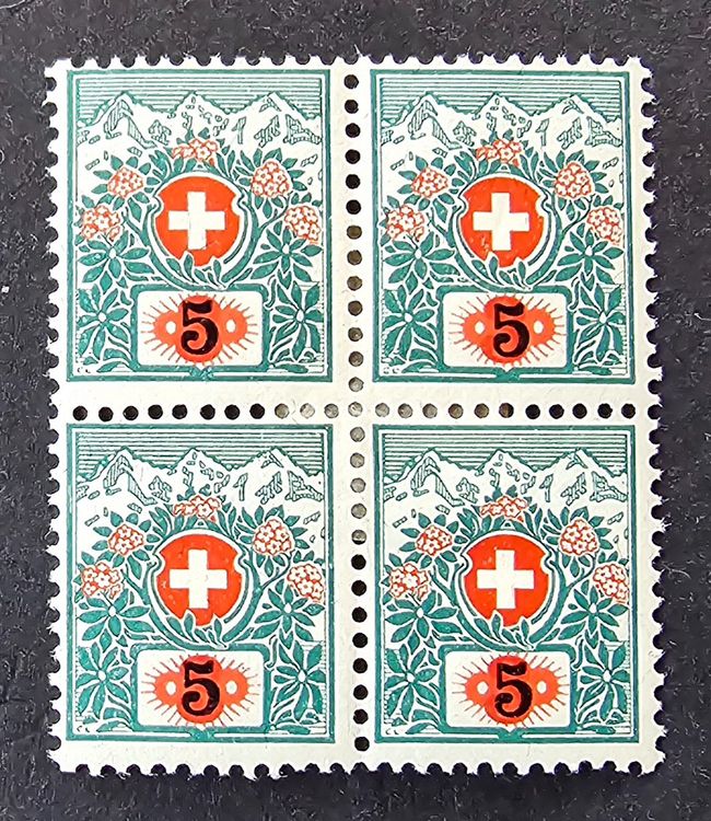 Nachportomarken-Z 38 5/3 ** (1916) Viererblock (Neu (gemäss Beschreibung)) in Hittnau für CHF 4 ...