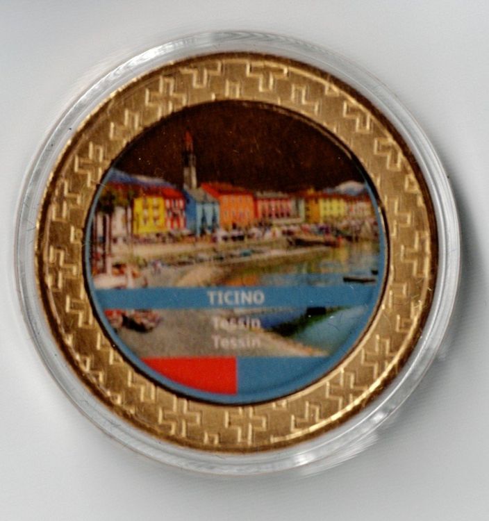 Ticino_Tessio_Tessin_Medaille mit Farbaufkleber_ (Neu (gemäss ...