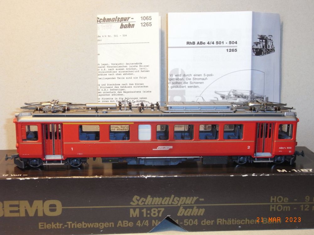 1 automotrice Bemo HOm RhB ABe 4/4 502 analogique | Kaufen auf Ricardo