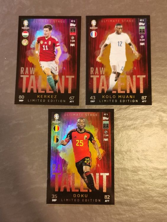 3 Karten Topps Match Attax Euro 2024 Raw Talent (Neu (gemäss ...