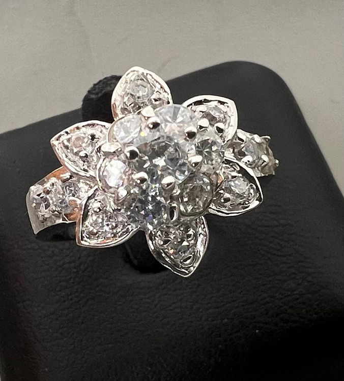 Traumring - Stern Blume - Fianit Edelsteine - 54,5 - Silber | Kaufen ...