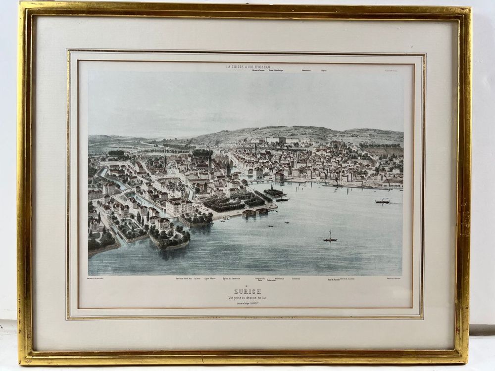 Lithographie Zürich Echtgoldrahmen (Gebraucht) in Neuhausen am Rheinfall für CHF 25 – mit ...