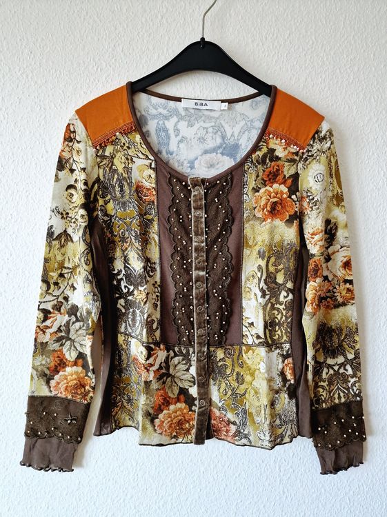 BIBA sehr edle Stoff-und Mustermix Bluse mit Perlen (Gebraucht) in Rüti ...
