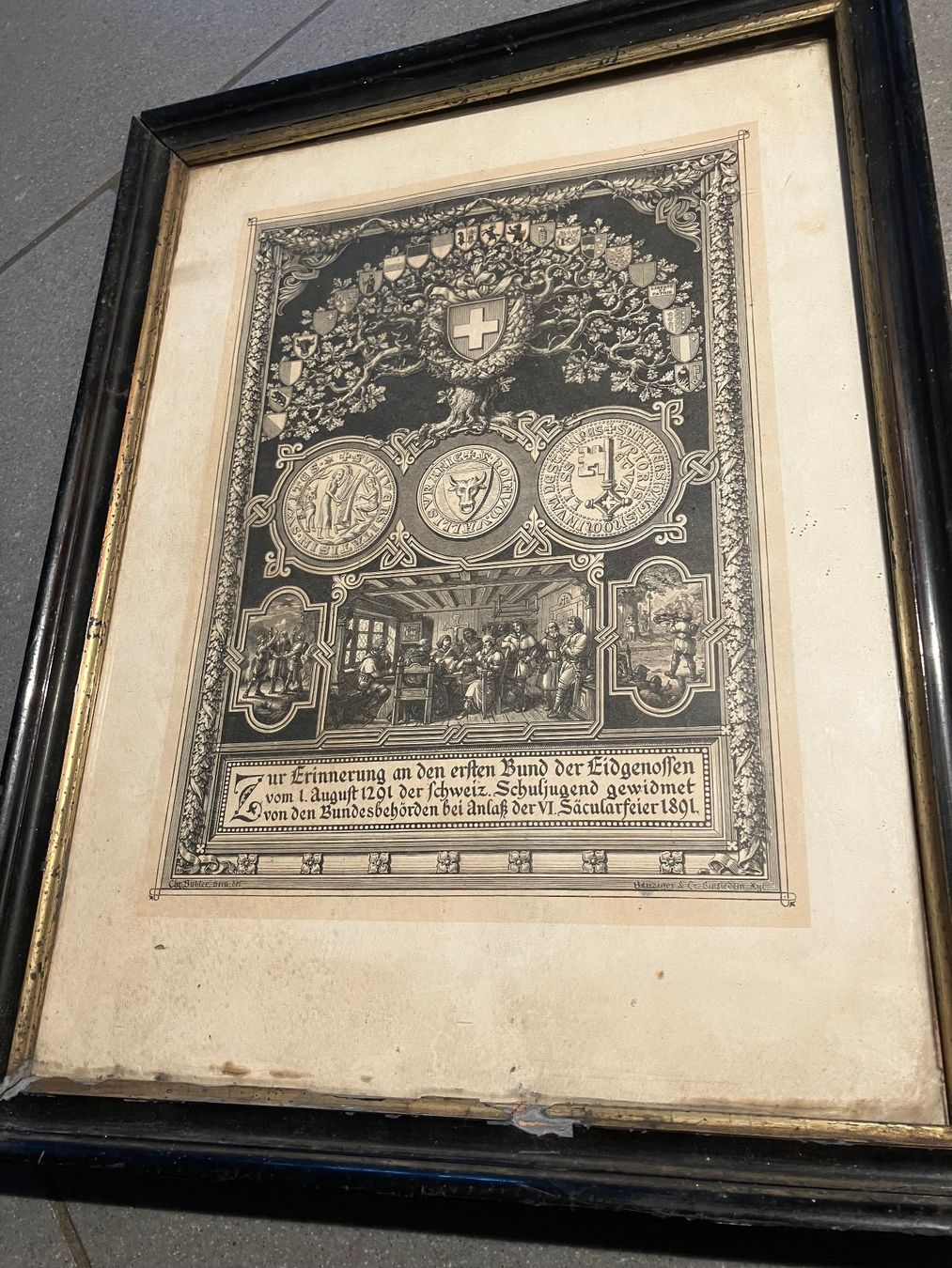Antiker Druck, Erster Bund der Eidgenossen 1291, Rarität (Gebraucht) in ...
