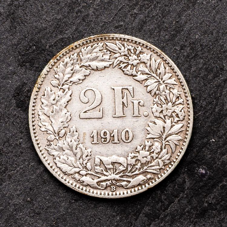 Seltene Silbermünze 2 Franken Helvetia 1910 B (Gebraucht) in Eggenwil für CHF 8 – mit Lieferung ...