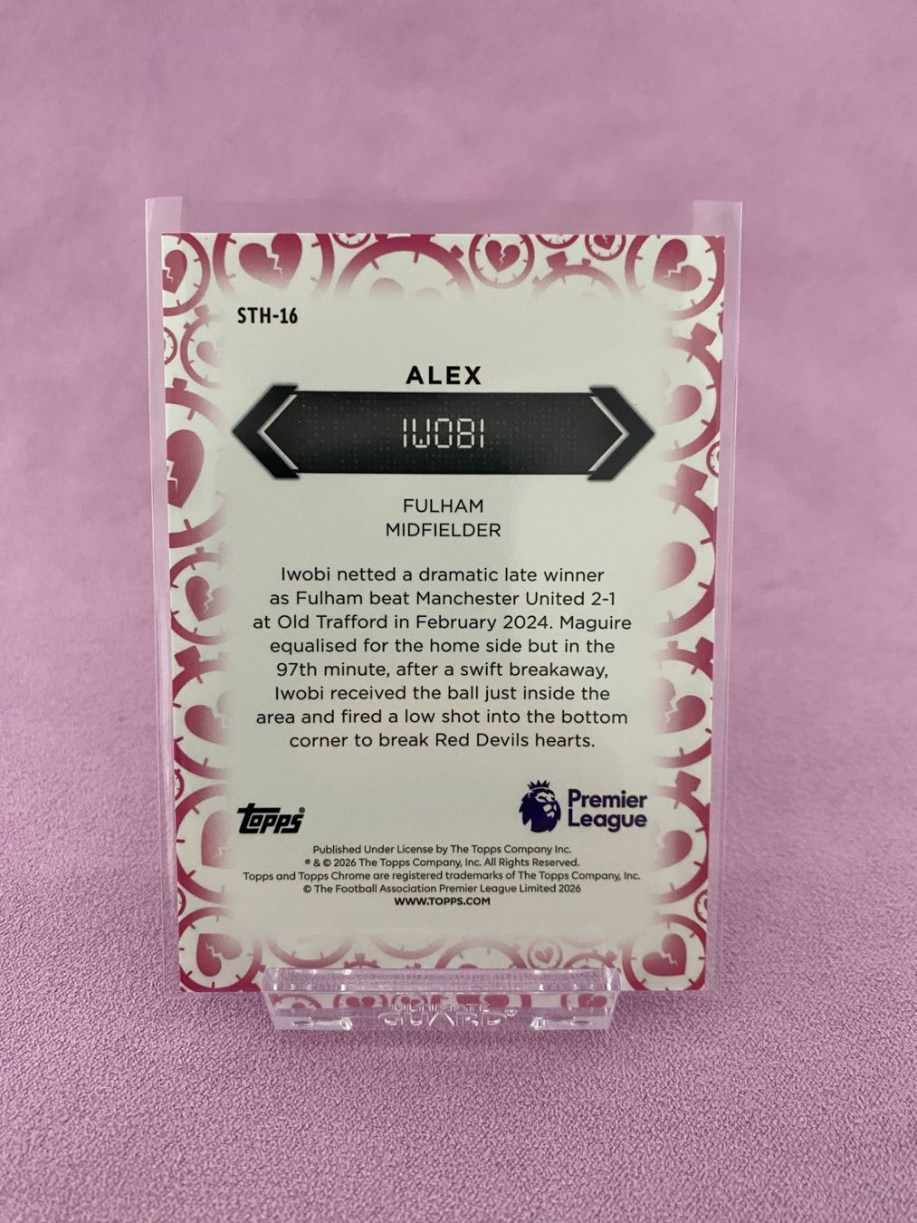 2025-26 Topps Chrome EPL Alex Iwobi Heartbreaker / FC Fulham (Neu ...