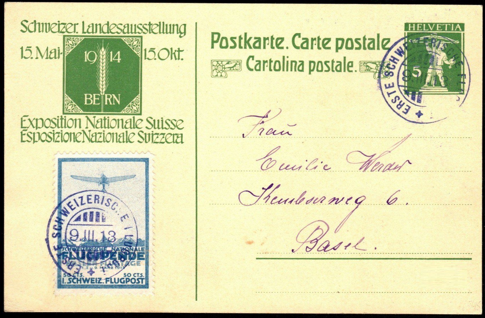 Flugtag Basel + Vorläufer II auf Landi Bern Karte SBK 800.- (Neu und ...