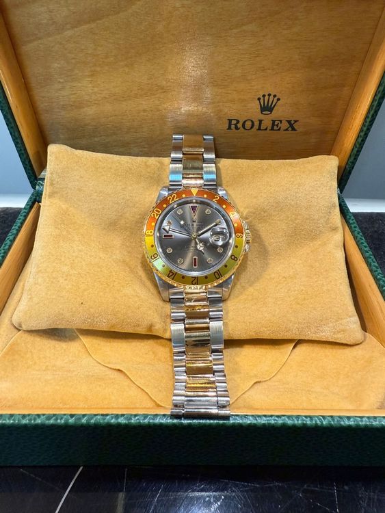 Rolex GMT-Master II Root Beer Bicolor Serti Dial Diamonds (Gebraucht ...