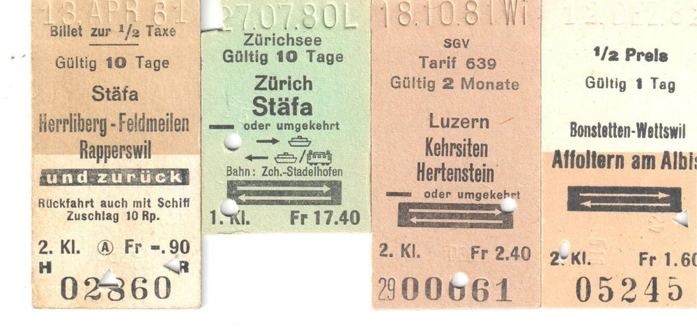 Billette ab 1961; SBB, ZSG, SGV, | Kaufen auf Ricardo