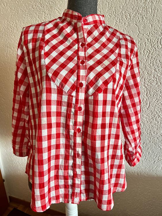 Bluse Rot Wei Kariert