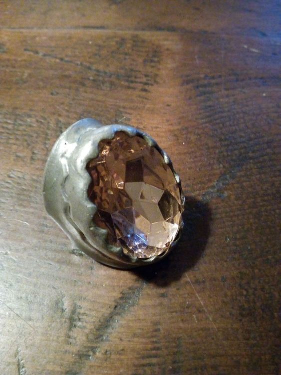 Massiver Riesiger Ring Silber Farbig Rosa Fingerring Gebraucht In