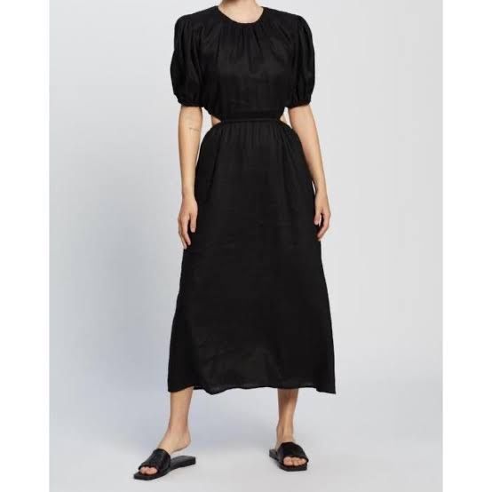 Aere Linen Elegant Maxi Black Dress | Kaufen auf Ricardo
