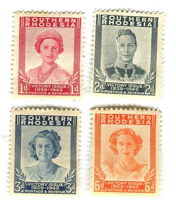 Briefmarken "König Georg VI. & Queen Mum". Südrhodesien1945 (Gebraucht ...