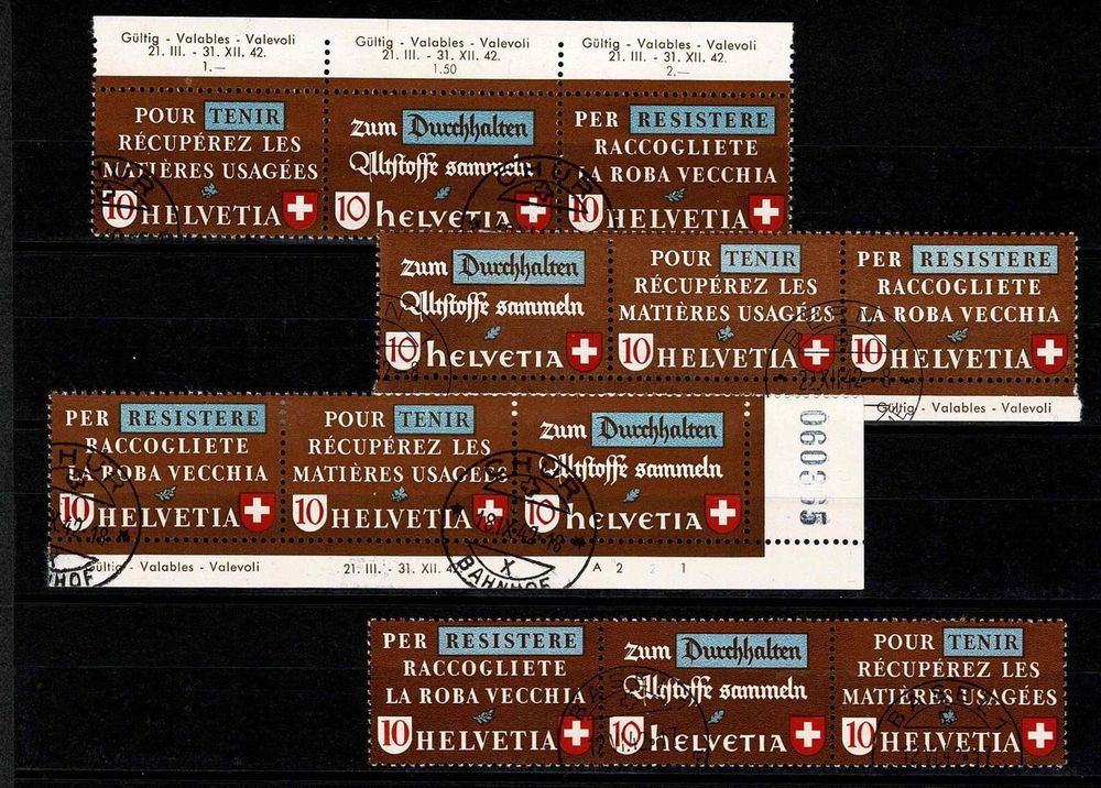 1942, Altstoff alle 4 waagr.Dreier gest. | Kaufen auf Ricardo