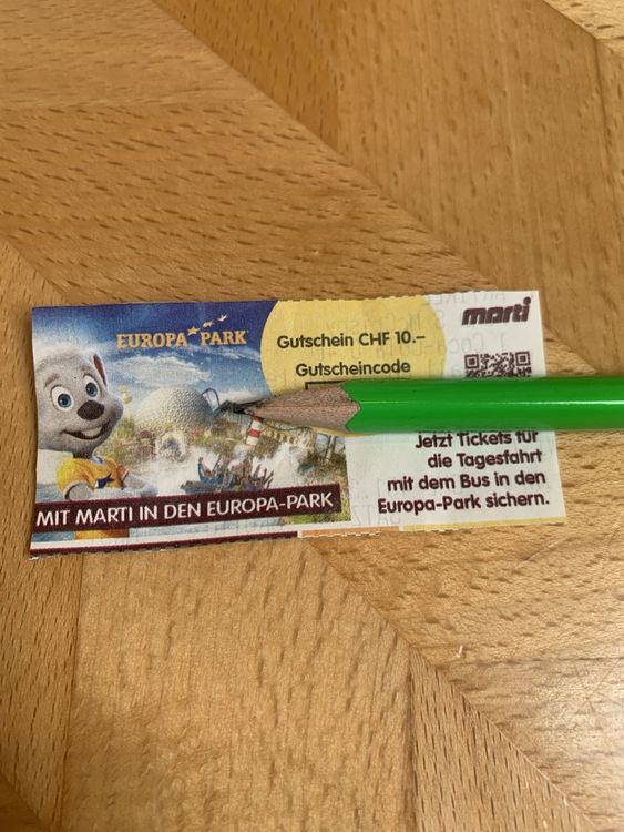 Europa-Park Gutschein CHF 10.- Marti (Neu und originalverpackt) in Lengnau BE für CHF 1 – nur ...