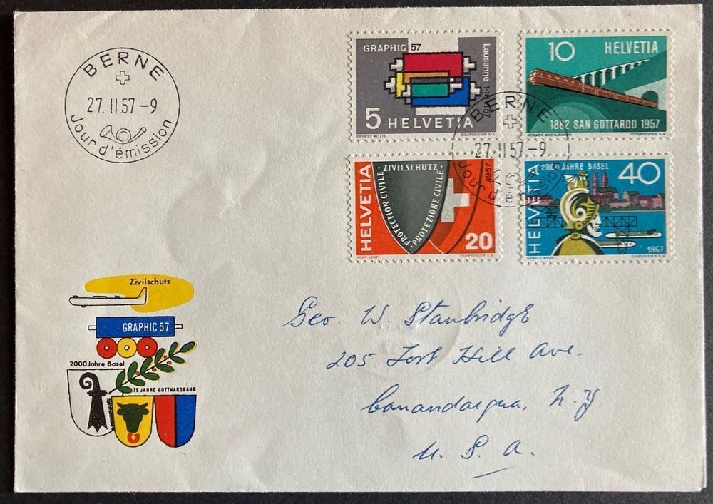 FDC Werbemarken 1957 ET BERNE illustriert, SBK 60 Fr. (Gebraucht) in Flawil für CHF 6 – mit ...