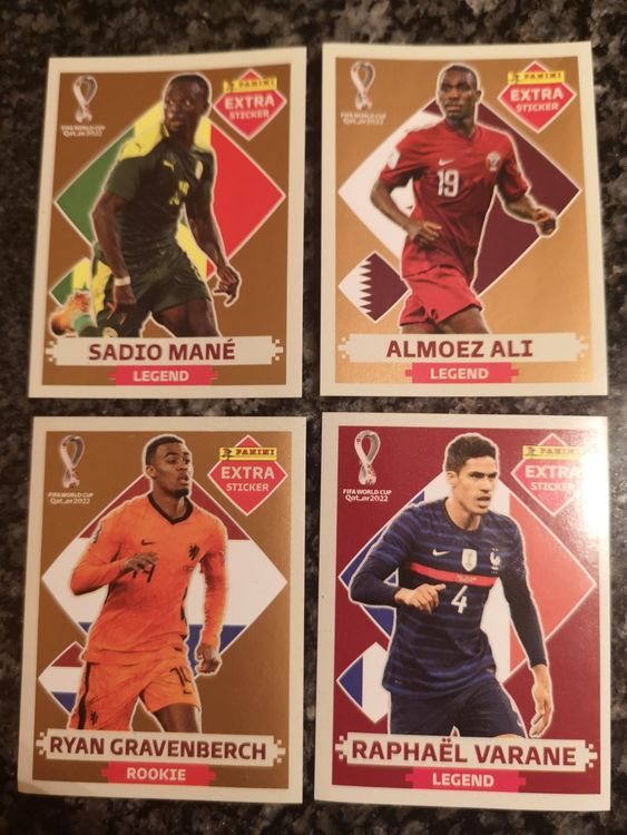 Panini 2022 Extra Sticker Mané, Ali, Gravenberch, Varane | Kaufen auf ...