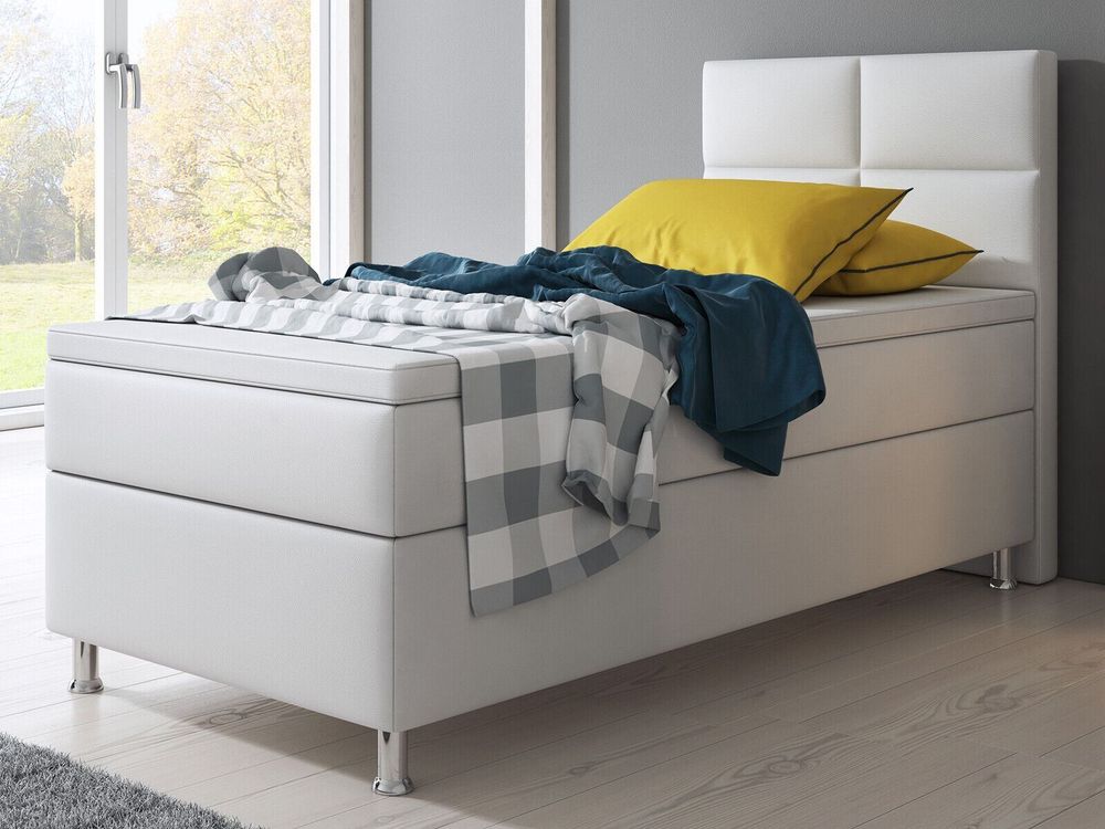 Boxspringbett 90x200 Weiss Bett Einzelbett Hotelbetten (Neu und ...