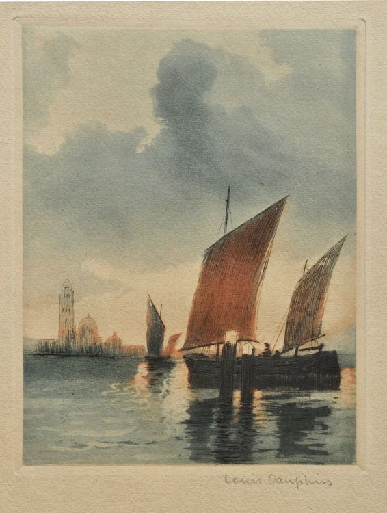 Mediterrane Hafenszene mit Segelschiffen - Louis Dauphin | Kaufen auf Ricardo
