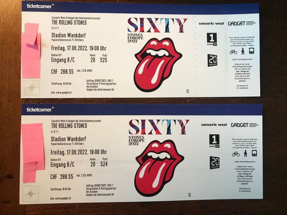 2 Rolling Stones Tickets für Bern | Kaufen auf Ricardo