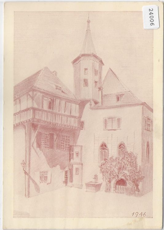 Basel - Bischofshof - Künstlerkarte 1946 (Antik) in Ettingen für CHF 2 ...