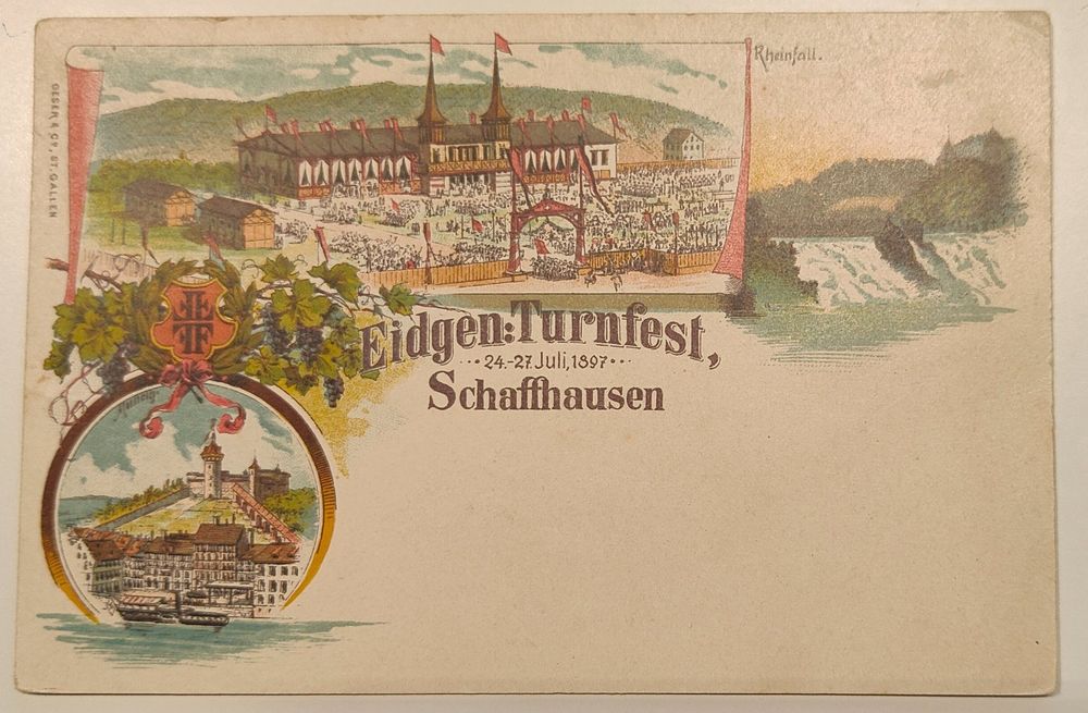 Schöne LITHO Eidgenössisches Turnfest 1897 Schaffhausen (Gebraucht) in St. Erhard für CHF 3.5 ...