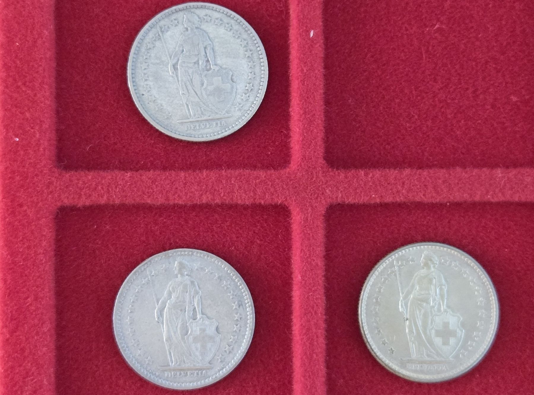 Schweizer 2 Franken Münzen, 3 Stk. 1920, 1944, 1965 (Gebraucht) in ...