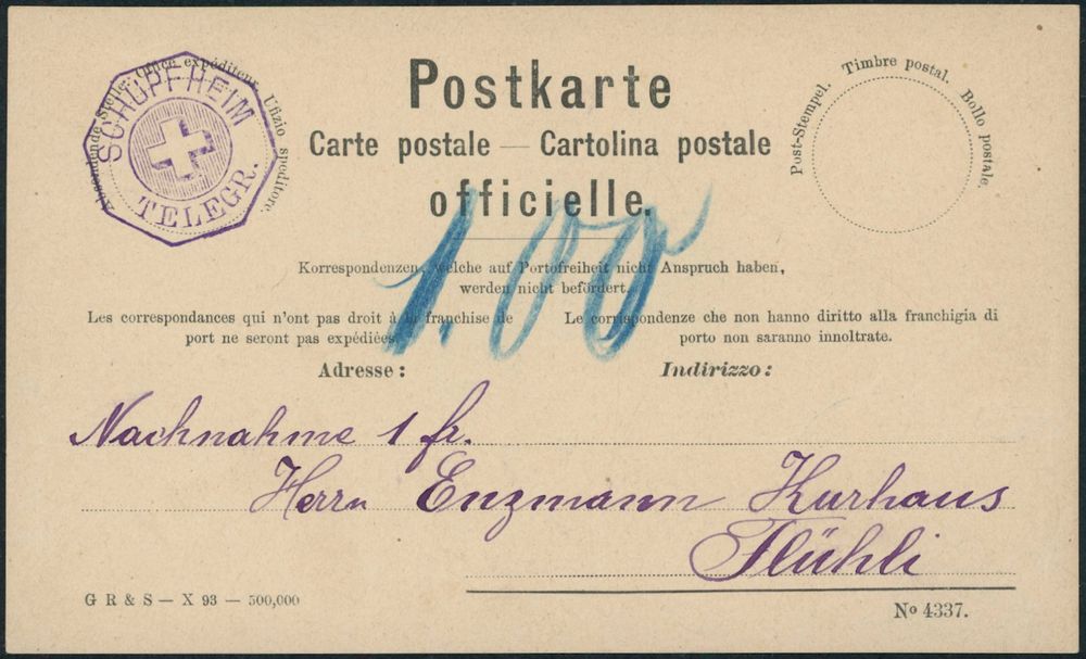 LU Schüpfheim - Telegraphenstempel - Karte (Gebraucht) in Schindellegi ...
